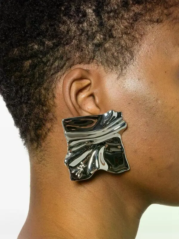 Patrizia Pepe Crinkled Clip-on Earrings - Silver