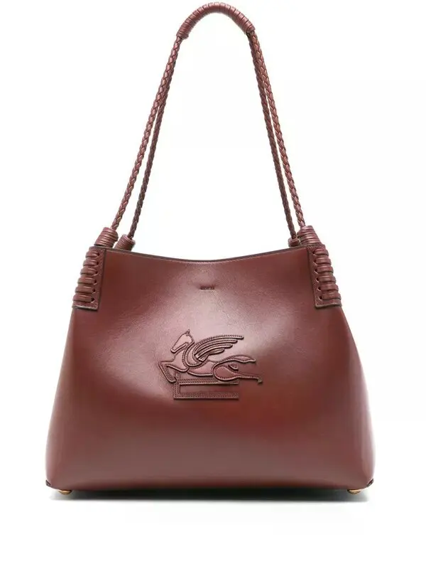 Etro Pegasus Leather Shoulder Bag - Brown