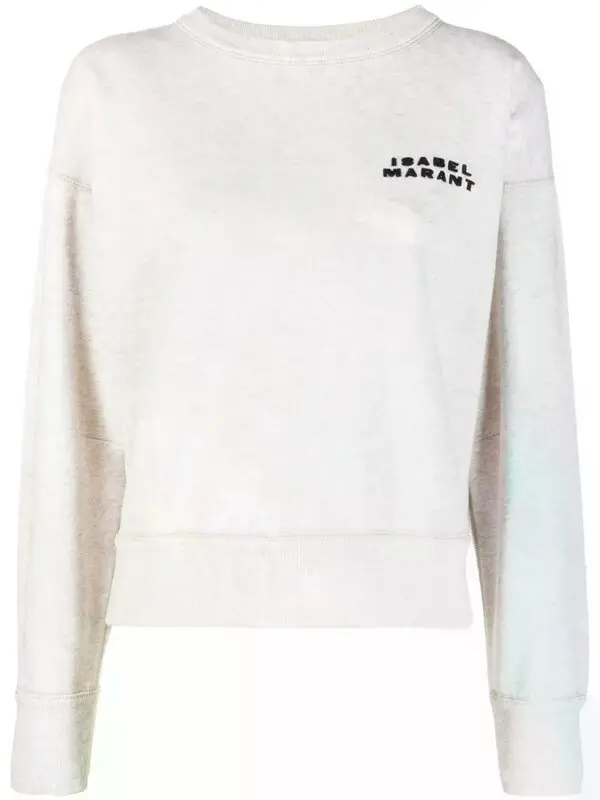 Isabel Marant Étoile Logo-embroidered Cotton-blend Sweatshirt - Neutrals