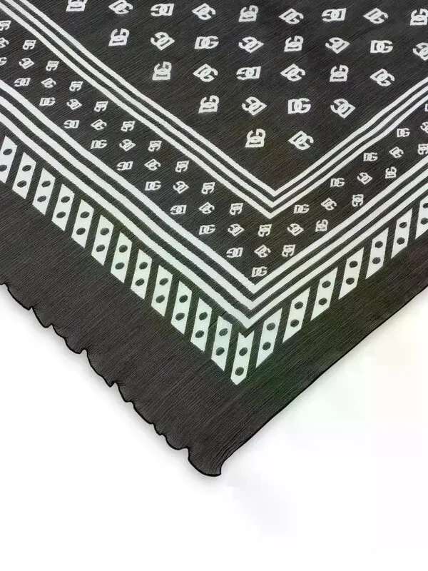 Dolce & Gabbana Dg Logo-print Silk Scarf - Black