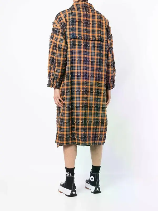 OFF DUTY Checked Frayed Coat