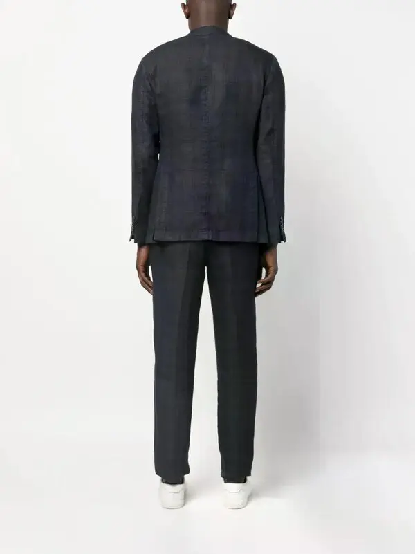 Boglioli Single-breasted Check-pattern Linen Suit - Blue