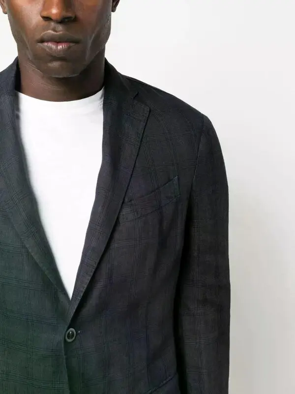 Boglioli Single-breasted Check-pattern Linen Suit - Blue