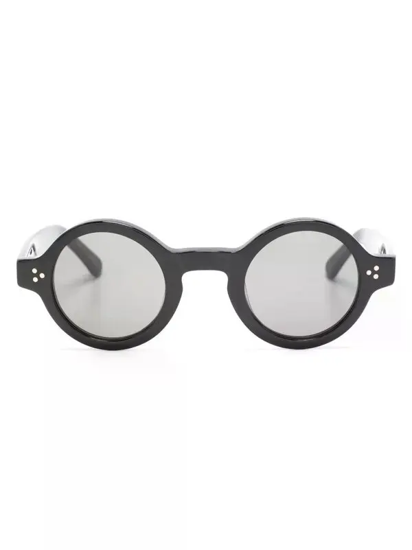 LESCA Logo-print Round-frame Sunglasses - Black