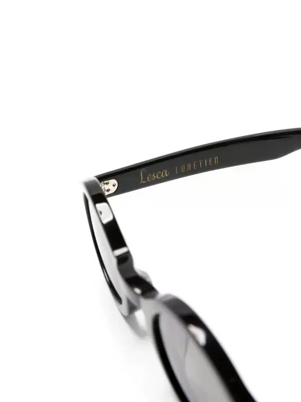 LESCA Logo-print Round-frame Sunglasses - Black