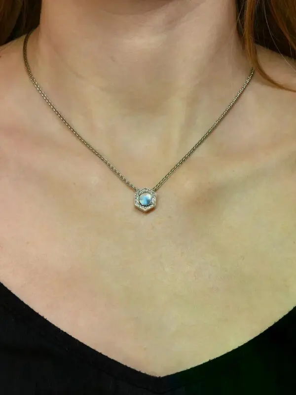 LILY GABRIELLA Hex Moonstone And Diamond Pendant Charm