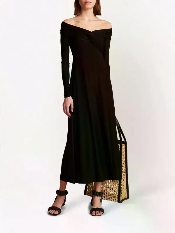 Khaite Cerna Off-shoulder Midi Dress