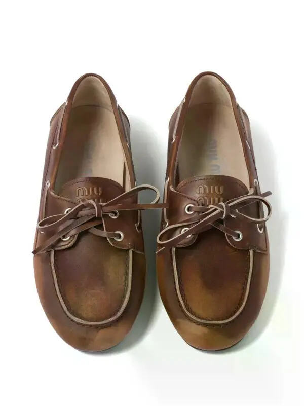 Miu Miu Bleached Leather Deck Shoes