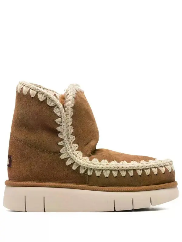 Mou Logo-patch Leather Slip-on Boots - Brown