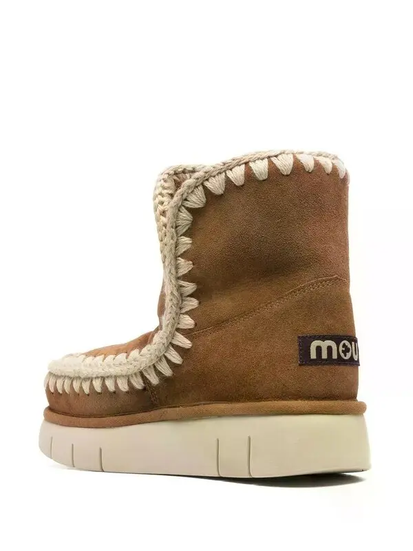 Mou Logo-patch Leather Slip-on Boots - Brown