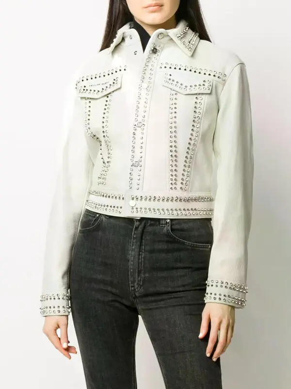 Philipp Plein Skull Studded Leather Jacket