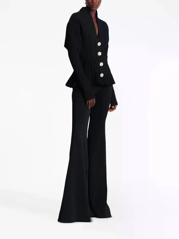 Balmain Rib-knit Pleated Cardigan