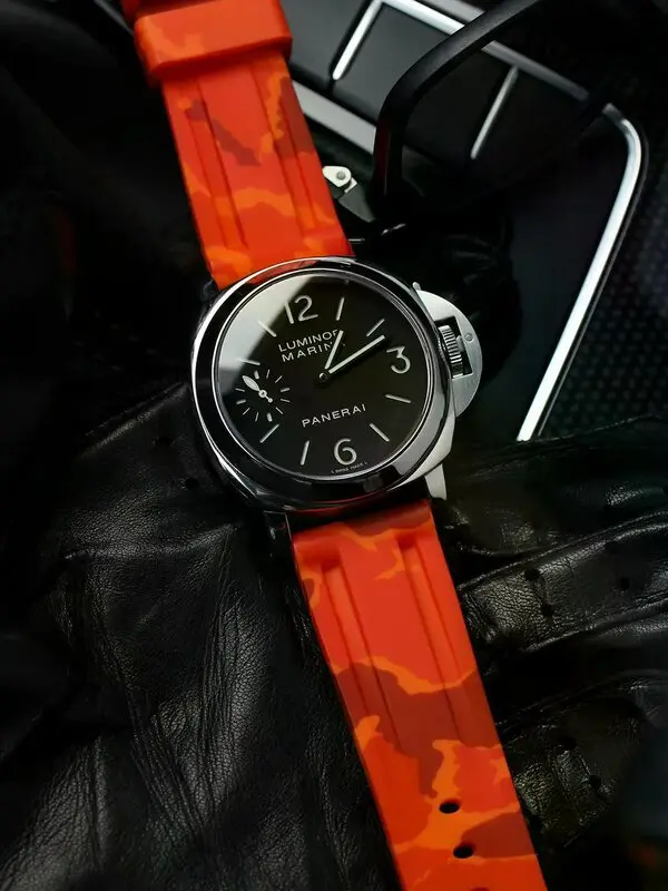 HORUS WATCH STRAPS Camouflage Pattern Rubber Watch Strap - Orange