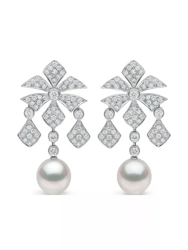 Yoko London 18kt White Gold South Sea Pearl And Diamond Earrings - Silver