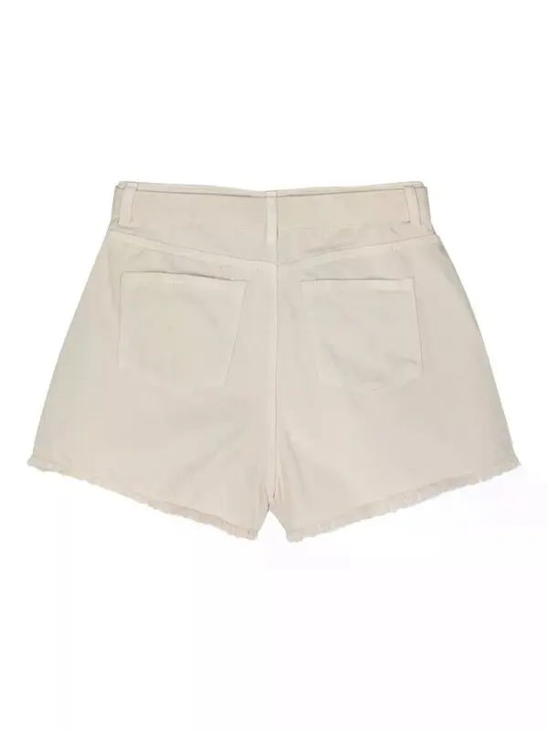 TWINSET Frayed Belted Denim Shorts - Neutrals