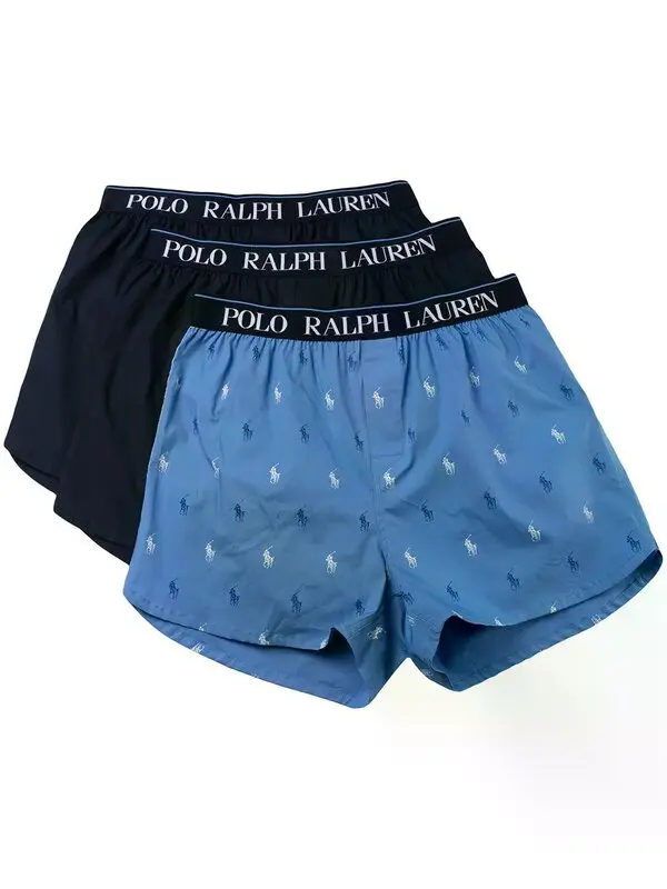 Polo Ralph Lauren Logo-waistband Boxers Set Of 3 - Blue