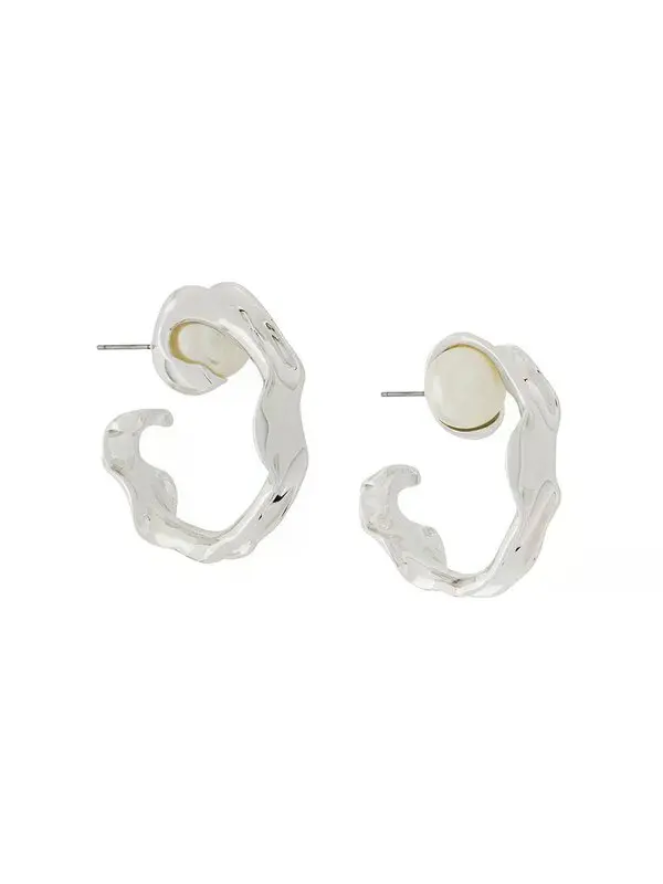 COUP DE COEUR Liquid Pearl Hoop Earrings - Silver