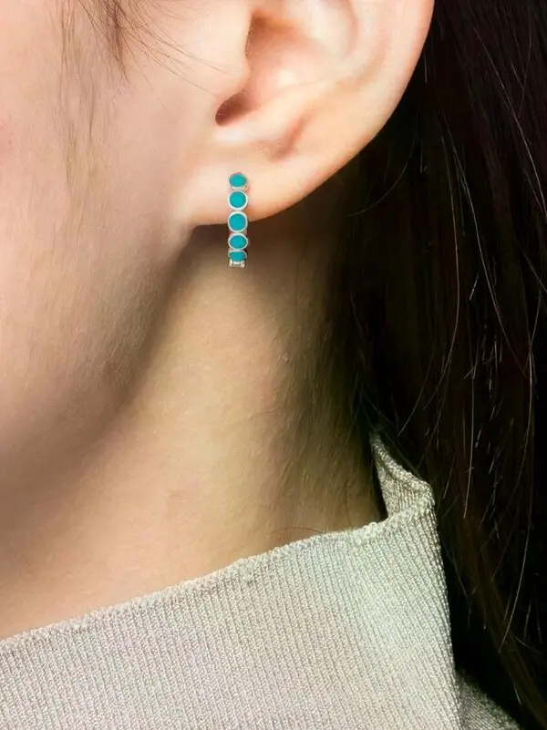DOWER & HALL Medium Turquoise Huggie Hoops