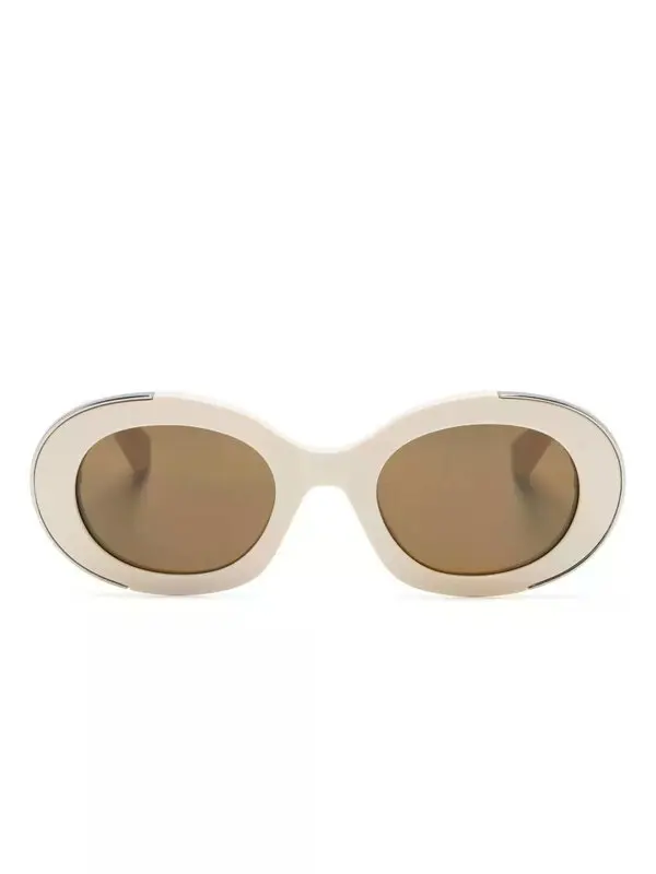 Alexander McQueen Oval-frame Sunglasses - Neutrals