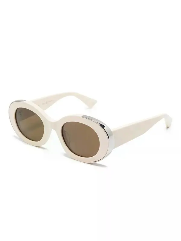 Alexander McQueen Oval-frame Sunglasses - Neutrals