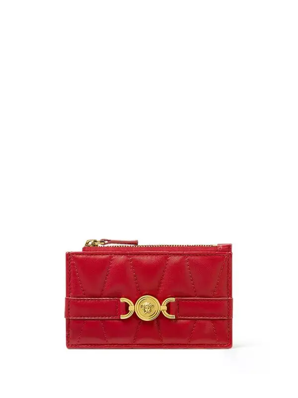 Versace Medusa '95 Quilted Zip-up Card Holder - Red