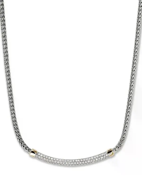 John Hardy 14k Yellow Gold & Sterling Diamond Pavé Chain Necklace - Silver