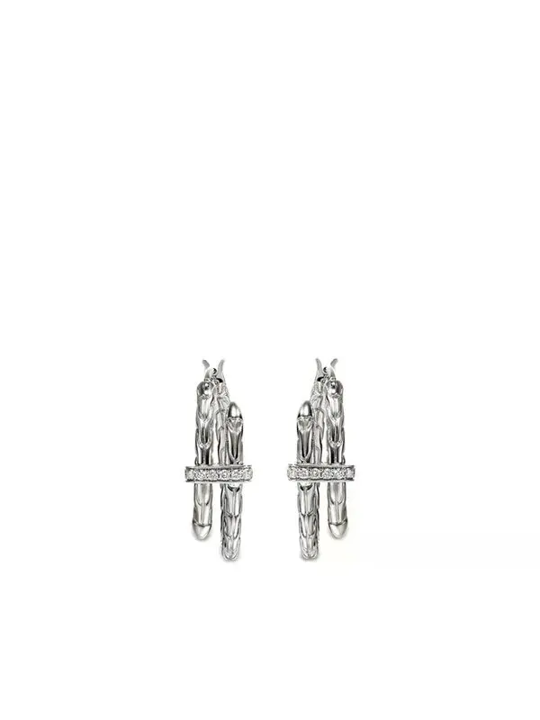 John Hardy Sterling Small Spear Diamond Hoop Earrings - Silver