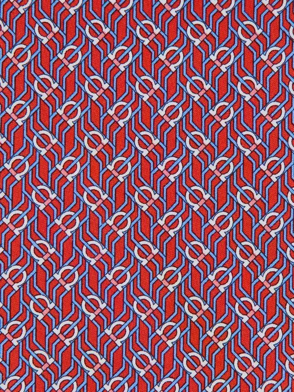 FERRAGAMO Silk Graphic Print Neck Tie - Red