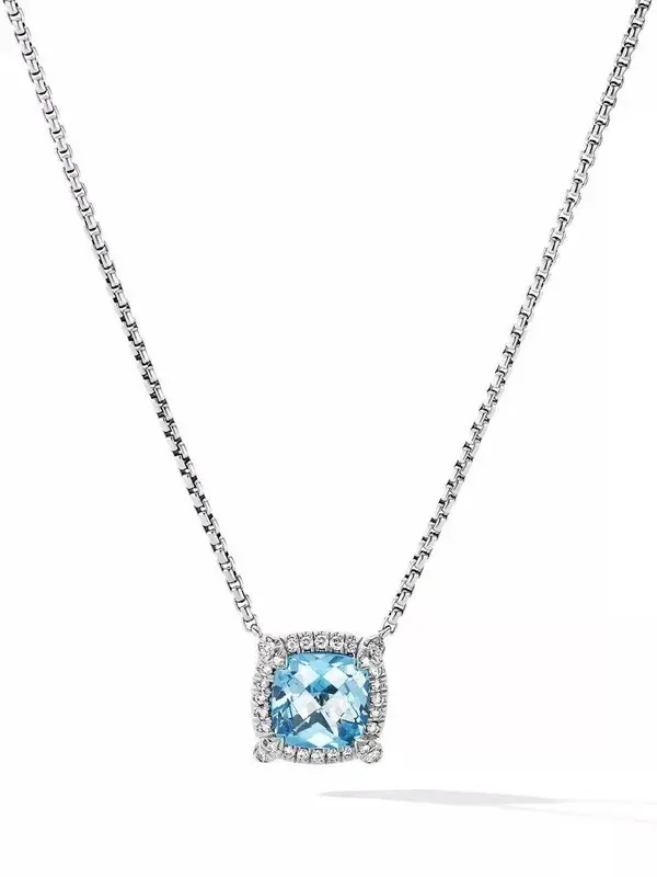David Yurman Sterling Petite Chatelaine Topaz And Diamond Necklace