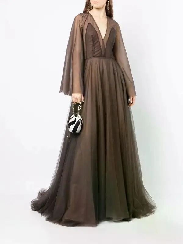 Costarellos Sheer-panel Evening Gown