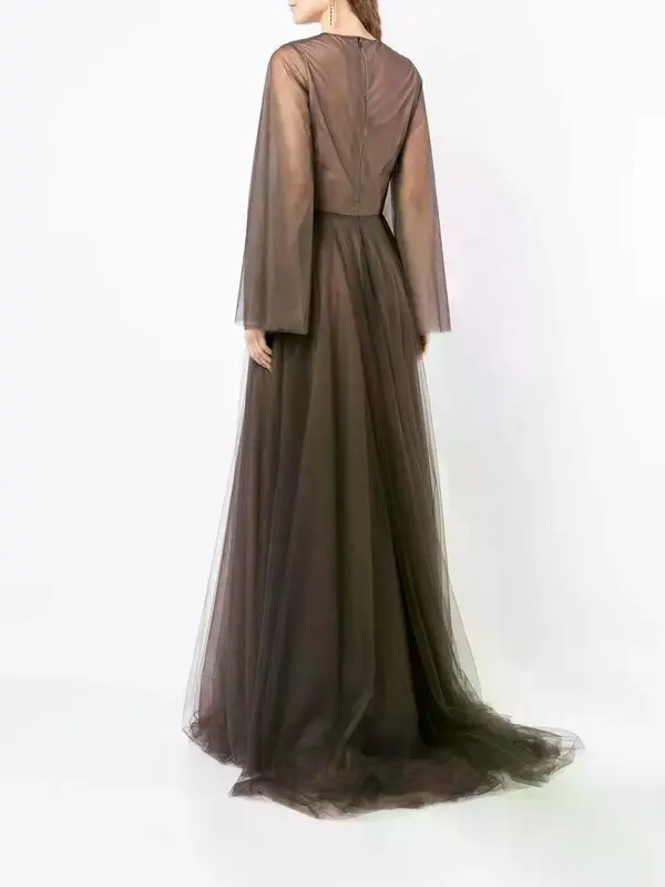 Costarellos Sheer-panel Evening Gown