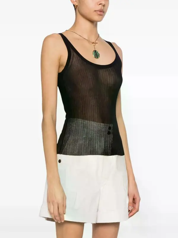 Max Mara Semi-sheer Fine-ribbed Top - Black