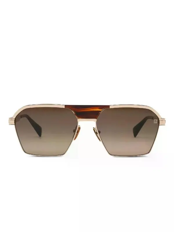 Balmain Geometric-frame Sunglasses - Brown