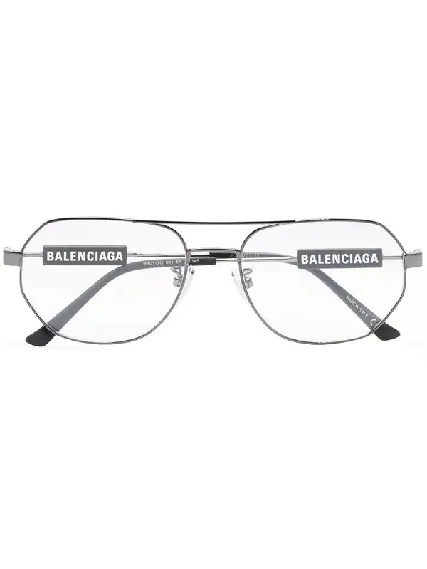 Balenciaga Logo Navigator Glasses - Grey