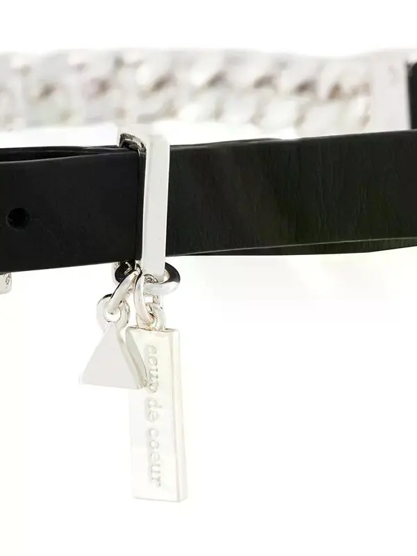COUP DE COEUR Silver Plated Brass And Calf Leather Choker