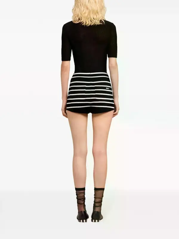 AMI Paris Striped Knitted Mini Shorts