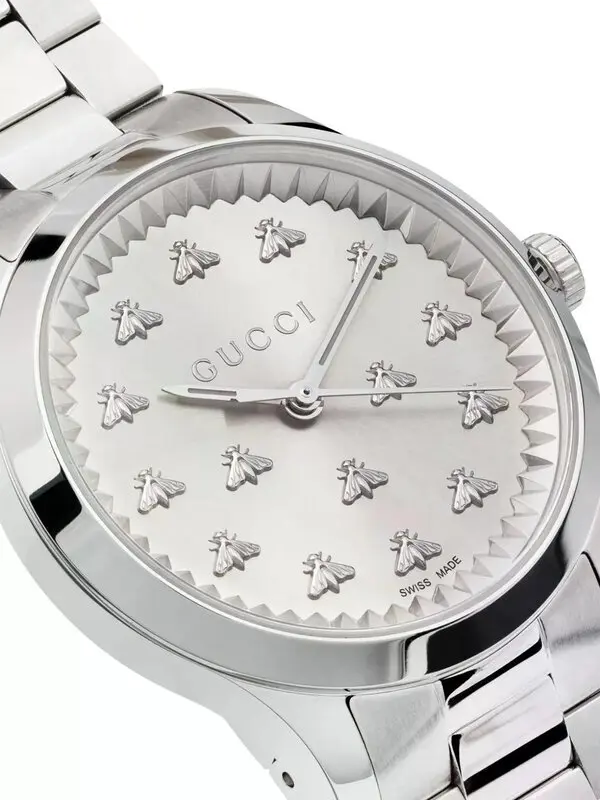 Gucci G-timeless Stainless Steel Watch With Bee Motif - Silver