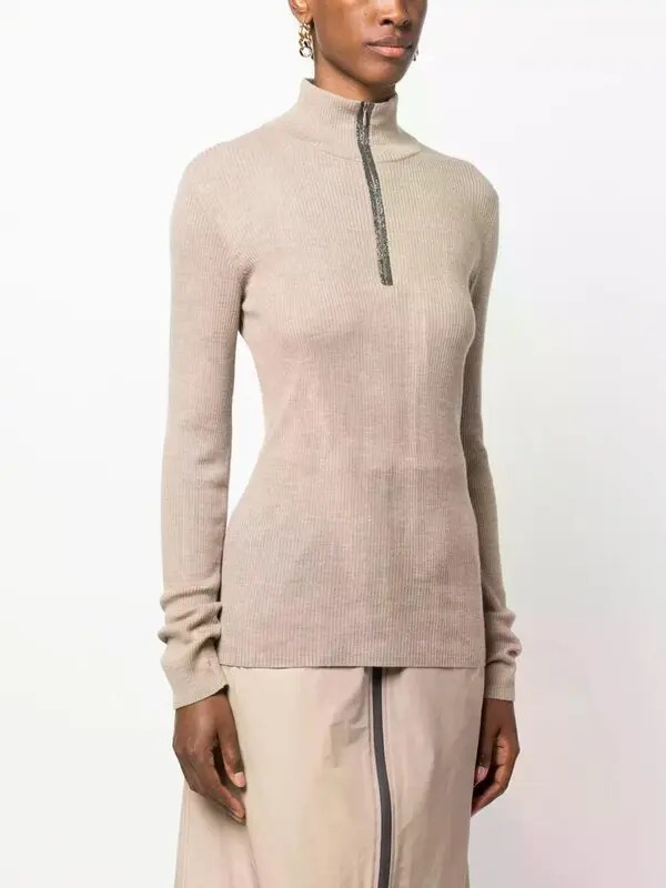 Brunello Cucinelli Ribbed-knit Zip-up Jumper