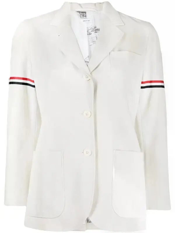 Thom Browne Rwb Stripe Cotton Blazer - Neutrals