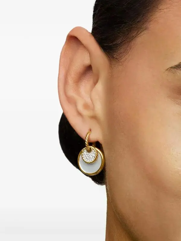 David Yurman 18kt Yellow Dy Elements Convertible Diamond Drop Earrings