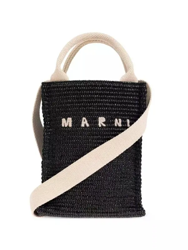 Marni Logo-embroidered Crossbody Bag - Black