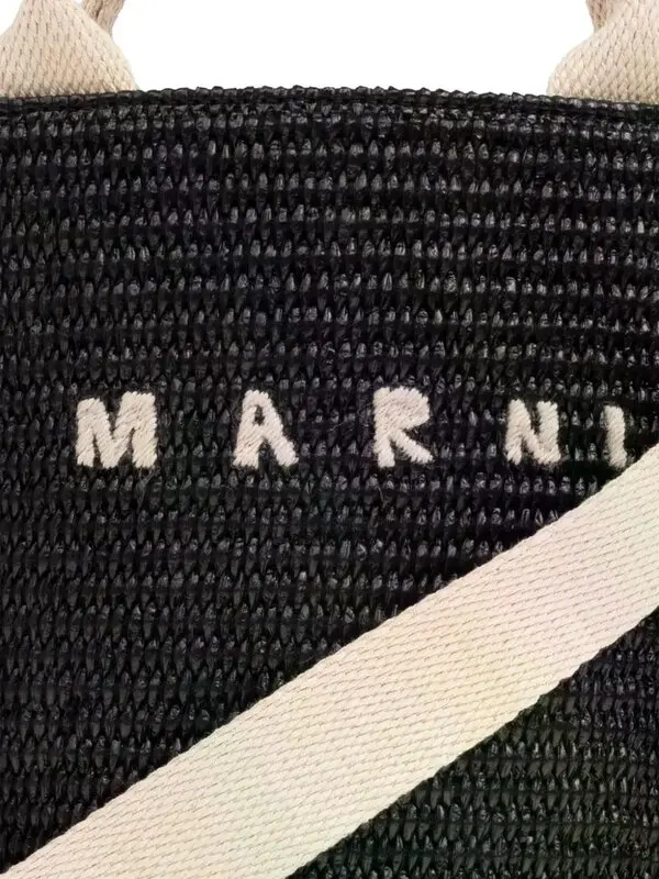 Marni Logo-embroidered Crossbody Bag - Black
