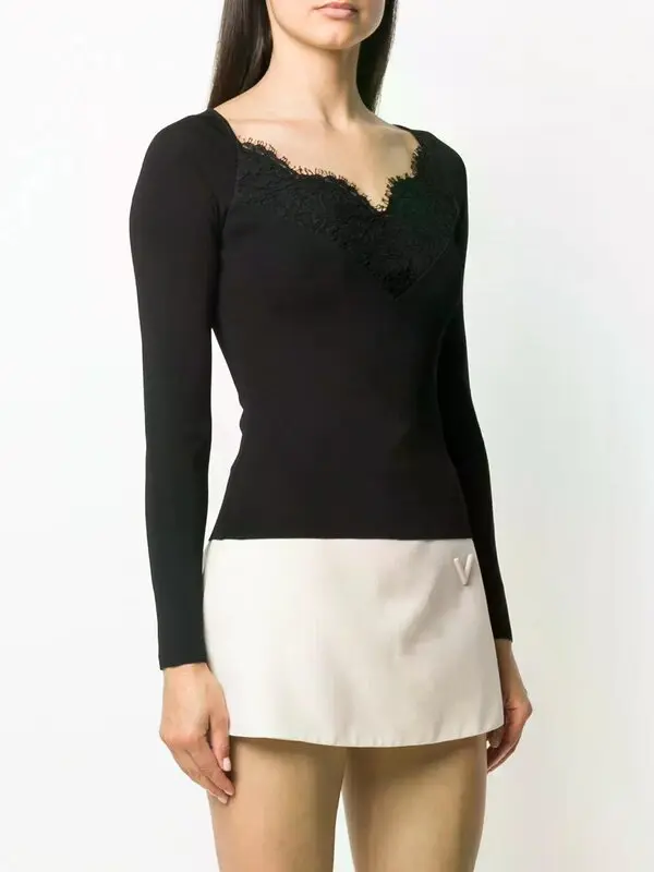 Valentino Garavani Lace-trim Fitted Jumper