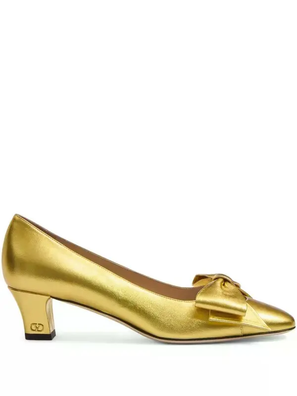 Valentino Garavani Bow Detail Leather Pumps - Gold