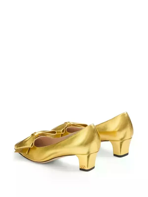 Valentino Garavani Bow Detail Leather Pumps - Gold