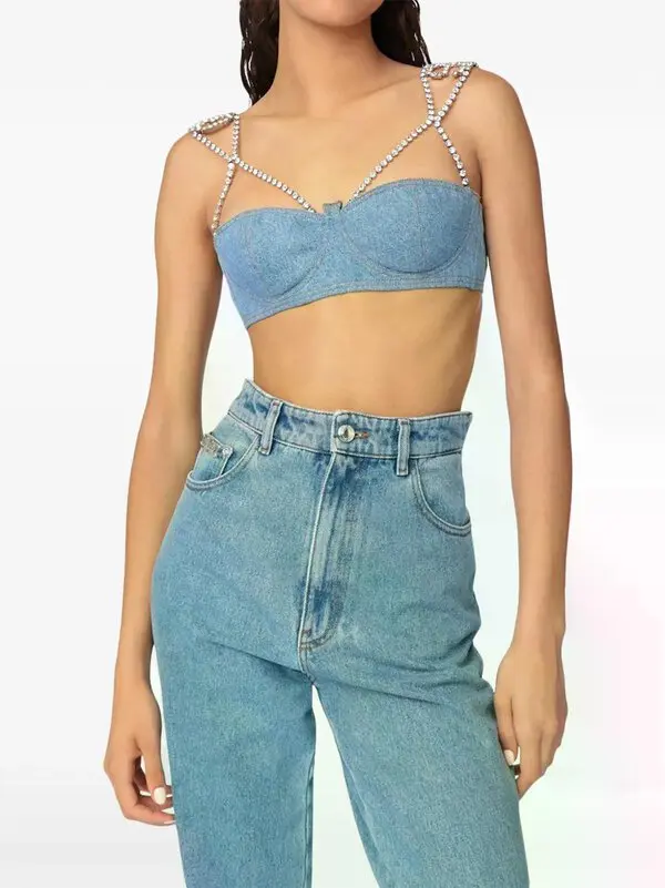 Gcds Chocker Denim Bra - Blue