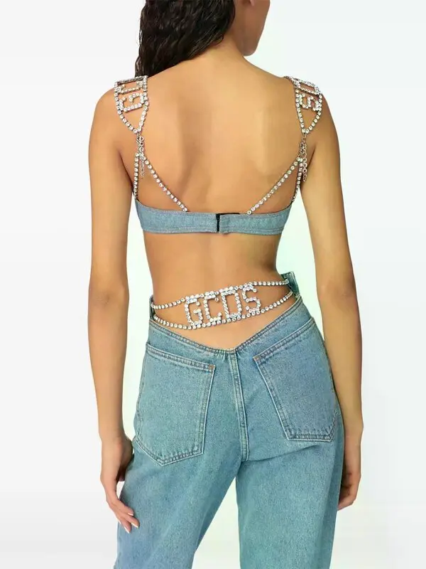 Gcds Chocker Denim Bra - Blue