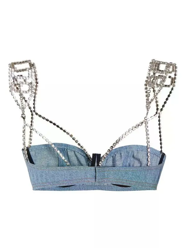 Gcds Chocker Denim Bra - Blue