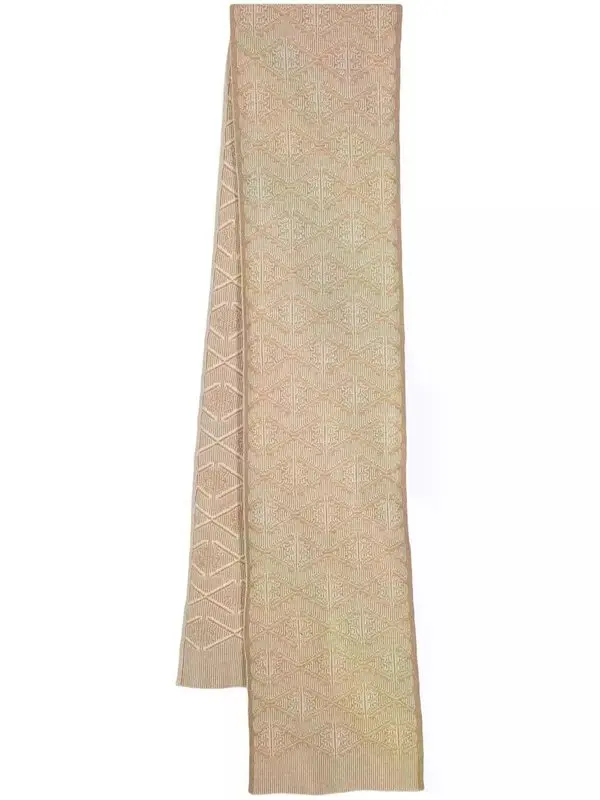 BARRIE Monogram Cashmere-lambs Wool Scarf - Neutrals