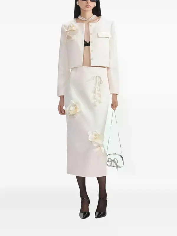 SELF-PORTRAIT Floral-appliqué Skirt